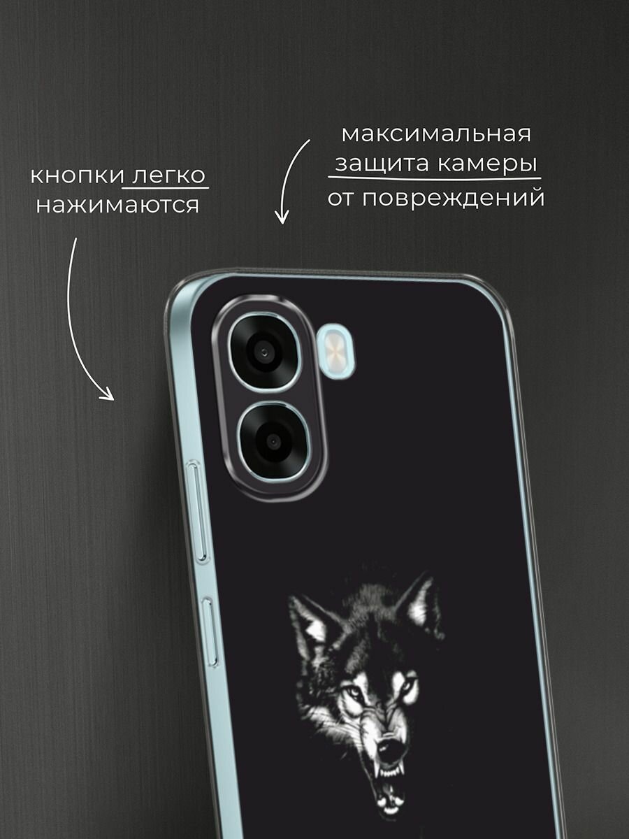 Силиконовый чехол на Oppo A6x / Оппо A6x с принтом Волк выходит из ночи — фото 1
