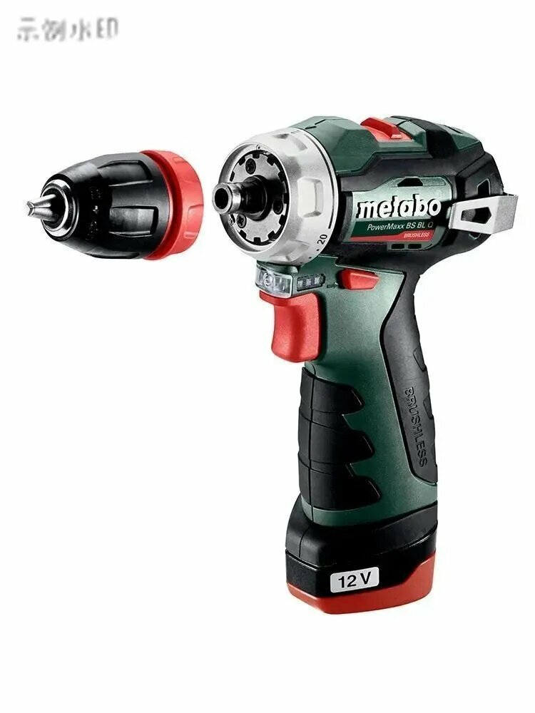 Шуруповерт аккумуляторный бесщеточный метабо POWERMAXX BS BL Q,12В, зарядное устройство LC 12 , Гнездо для преобразования, Ящик для инструментов-Версия с бесщеточным двигателемLGK