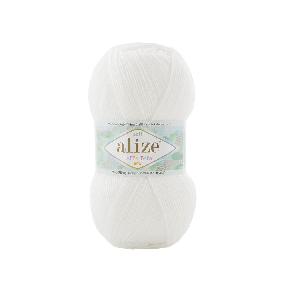 Пряжа для вязания Alize Happy baby new 55 белый 100 гр/320 м 10% бамбук, 90% антипилинг акрил