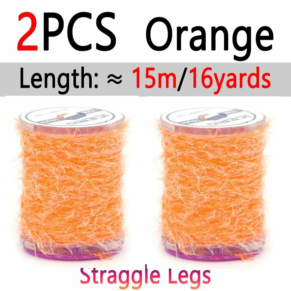 2шт. Оранжевые Straggle Legs для вязания мух, 15м