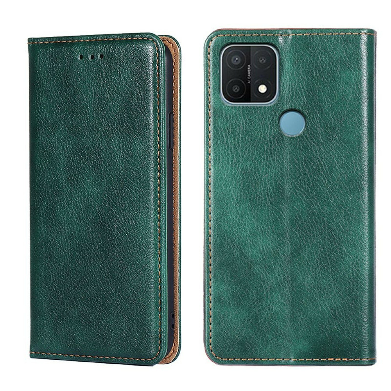Чехол-книжка MyPads для OPPO A15, A15S, A35 зеленый из искусственной кожи с подставкой