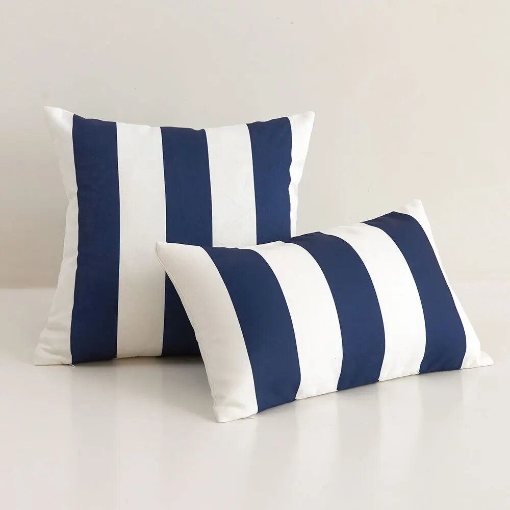 Подушка декоративная полосатая 45x45 Navy Blue