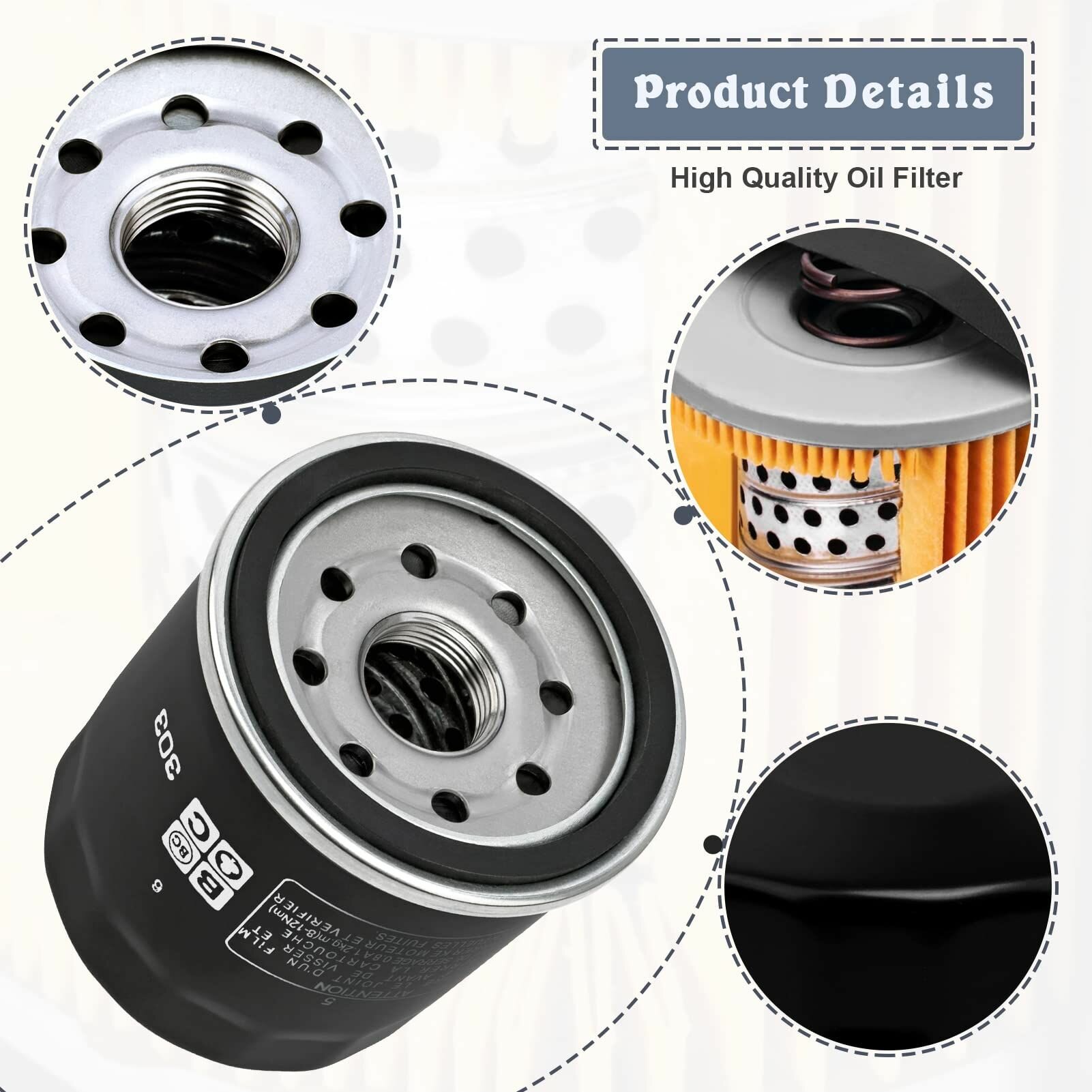 16097-0008 303 Масляный фильтр, для Ninja 400 650 300 500 zx6r z650, Vulcan 900 1500 1700 2000 800 650 750, Versys 650 X300 1000 w800, Prairie 400 300, Bayou 400 z900 z1000 z800 z750 303