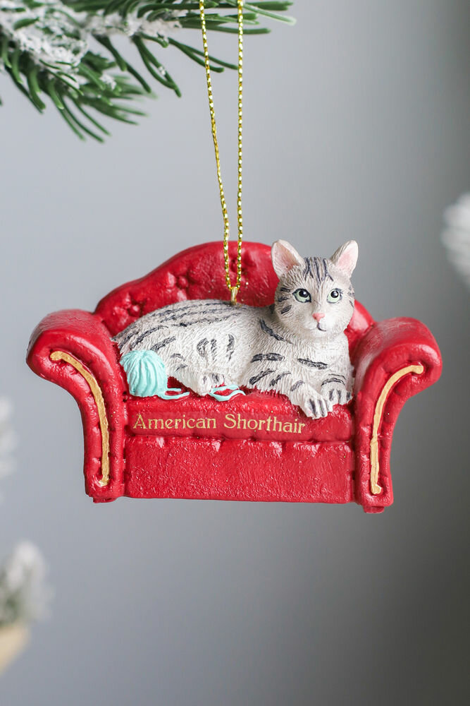 Ёлочная игрушка главный В доме - американский короткошёрстный КОТ, полистоун, 9 см, Курт С. Адлер (Kurt S. Adler) E0671-4
