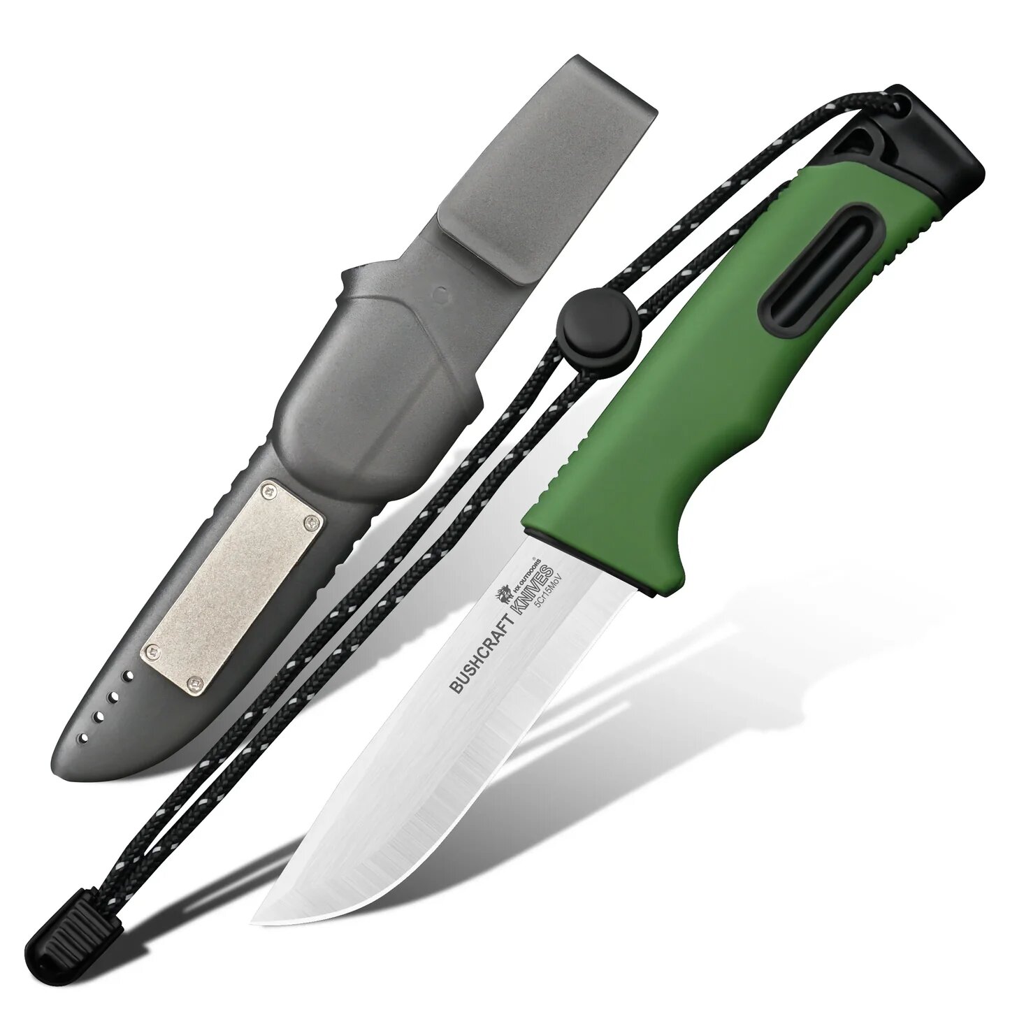 Нож туристический HX OUTDOORS с точилкой и огнивом, зеленая рукоять