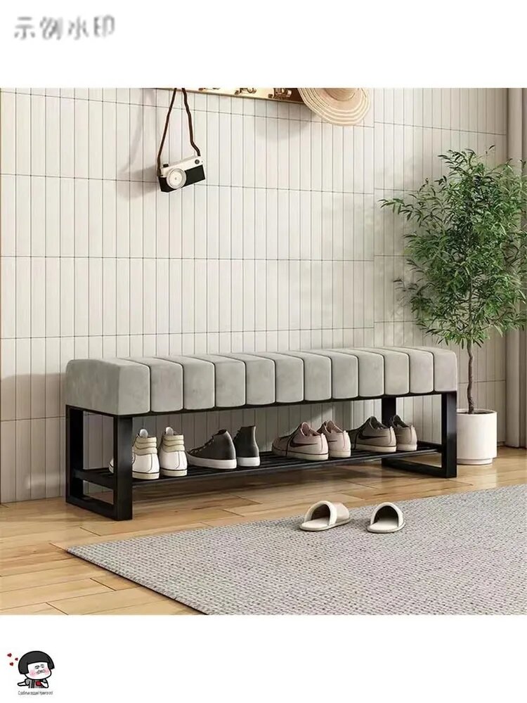 HongDiJia Банкетка для прихожей Капвелюр 80х32х45 см серого цвета