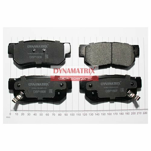 Комплект задних тормозных колодок Dynamatrix-Korea DBP1606 для Hyundai Getz (2002-2010), Hyundai Grandeur (2003-н. в.), Hyundai Matrix (2001-2010)