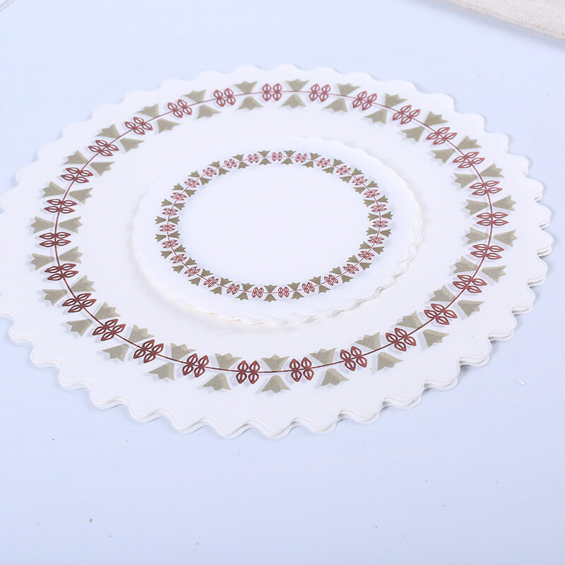 Круглая бумага с цветочным узором, термостойкий коврик для выпечки и хлеба, масло- и водонепроницаемый, трехцветный коврик для закусок.