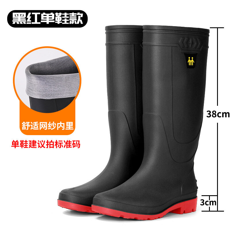 Мужские резиновые сапоги больших размеров, водонепроницаемые и непромокаемые, высокие, с флисовой подкладкой, нескользящие, износостойкие, подходят для работы, рыбалки и других видов деятельности. Размер обуви. EU:43