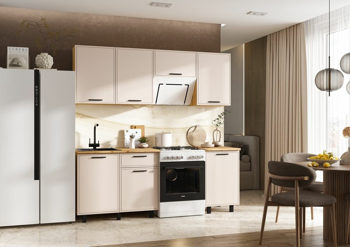 Кухня Бьянка 2,1 м. Кашемир, Дуб Крафт