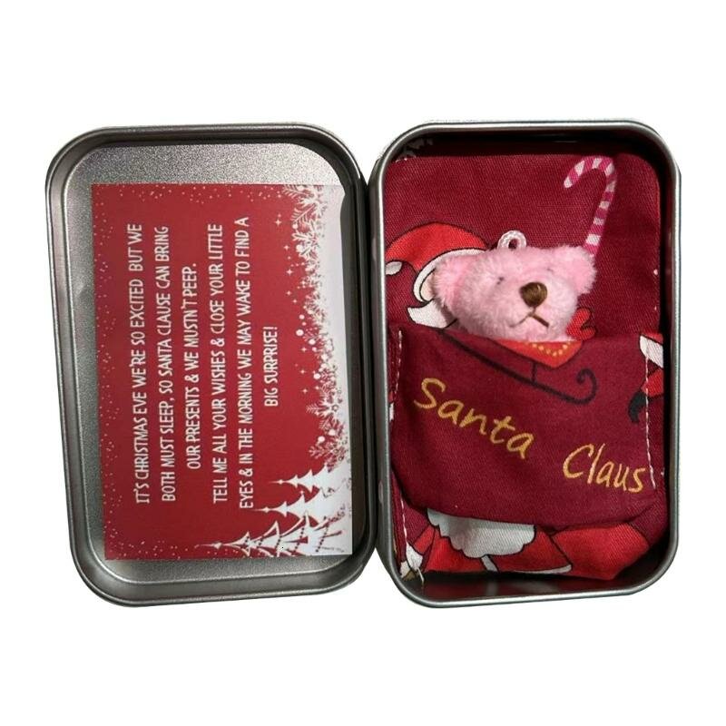 Мини-плюшевый мишка в жестяной коробке, Розовый Медведь Красная сумка