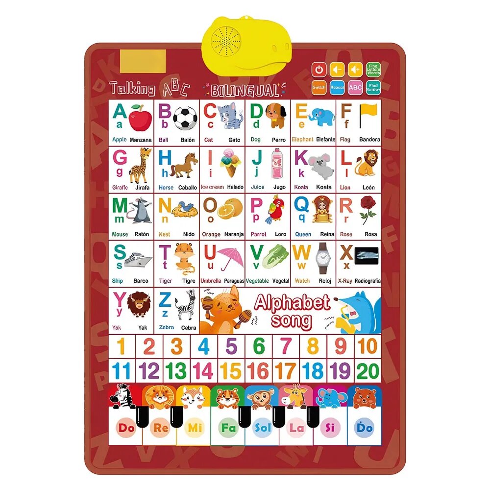 Говорящая интерактивная настенная карта с буквами английского и испанского алфавита для детей