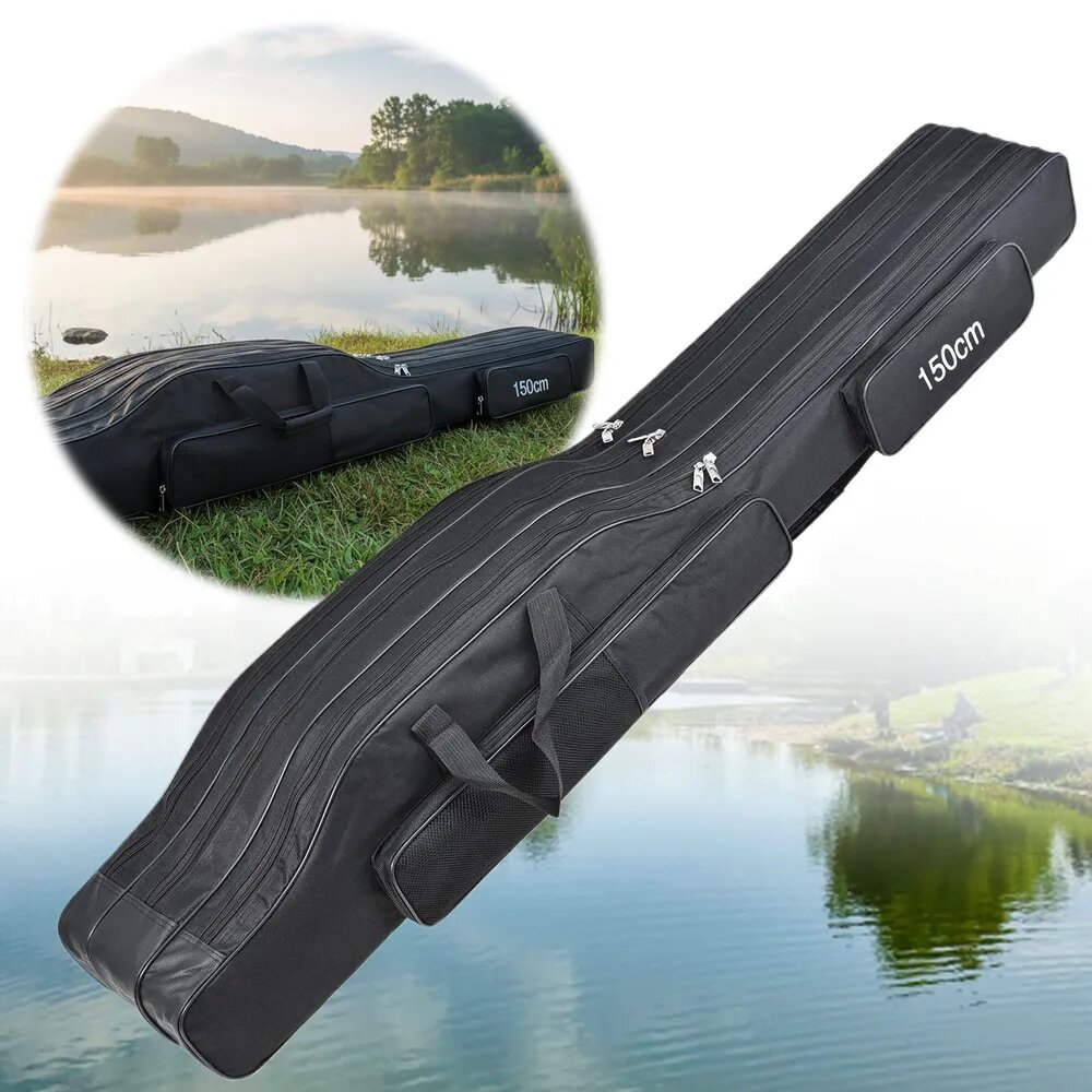 Трехсекционный складной рыболовный рюкзак для удилищ длиной 1,5 м из полиэстера 600D