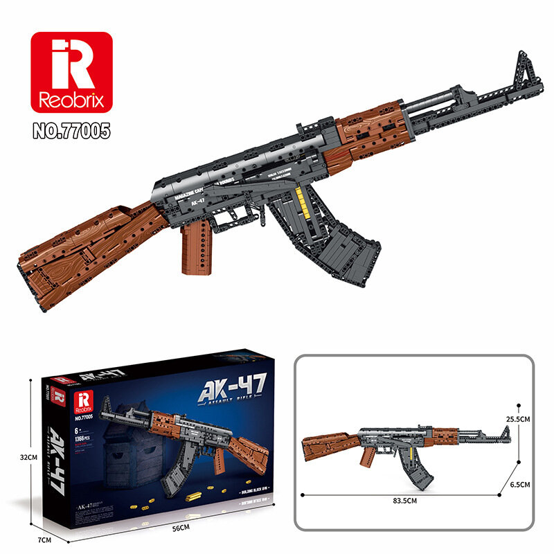 Reobrix 100+ деталей строительных блоков модель ружья - Штурмовая винтовка AK47, стреляющий ракетный пусковой аппарат,