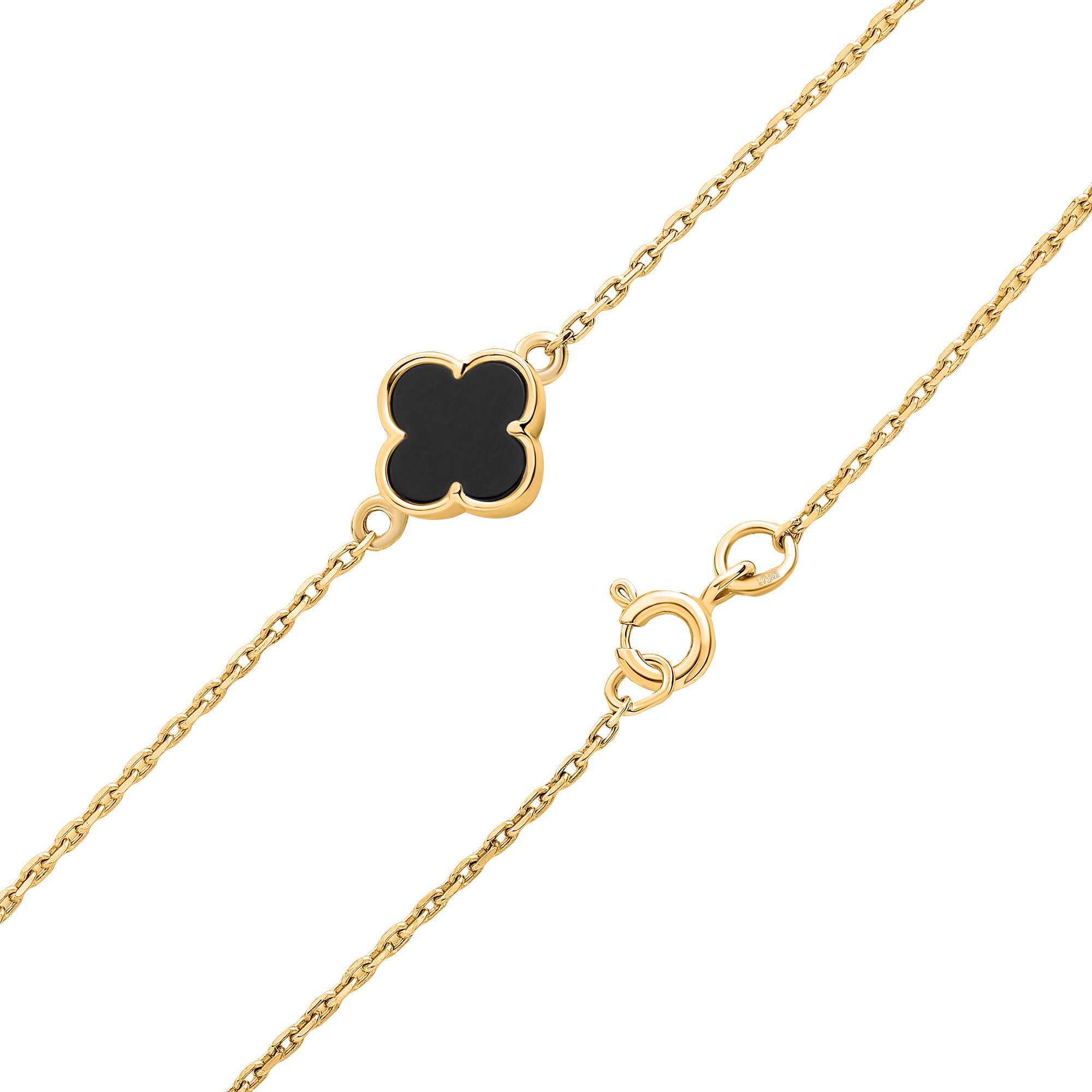 Браслет-цепочка, красное золото, 585 проба, оникс