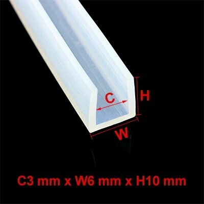 Силиконовая уплотнительная лента U-образная 1 метр C3 x W6 x H10 mm, 1 Meter