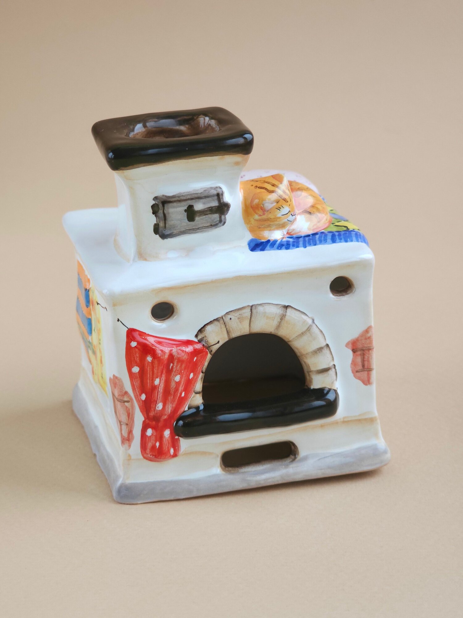 Подсвечник "Печурка". Ярославская майолика. Керамика ручной работы. Сделано в России.