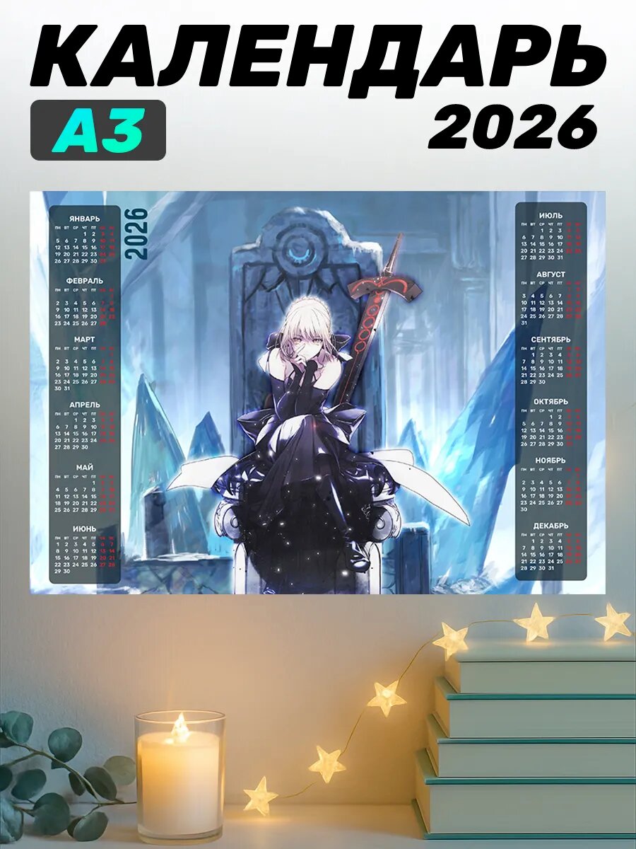 Календарь 2026 настенный Аниме Fate Сейбер