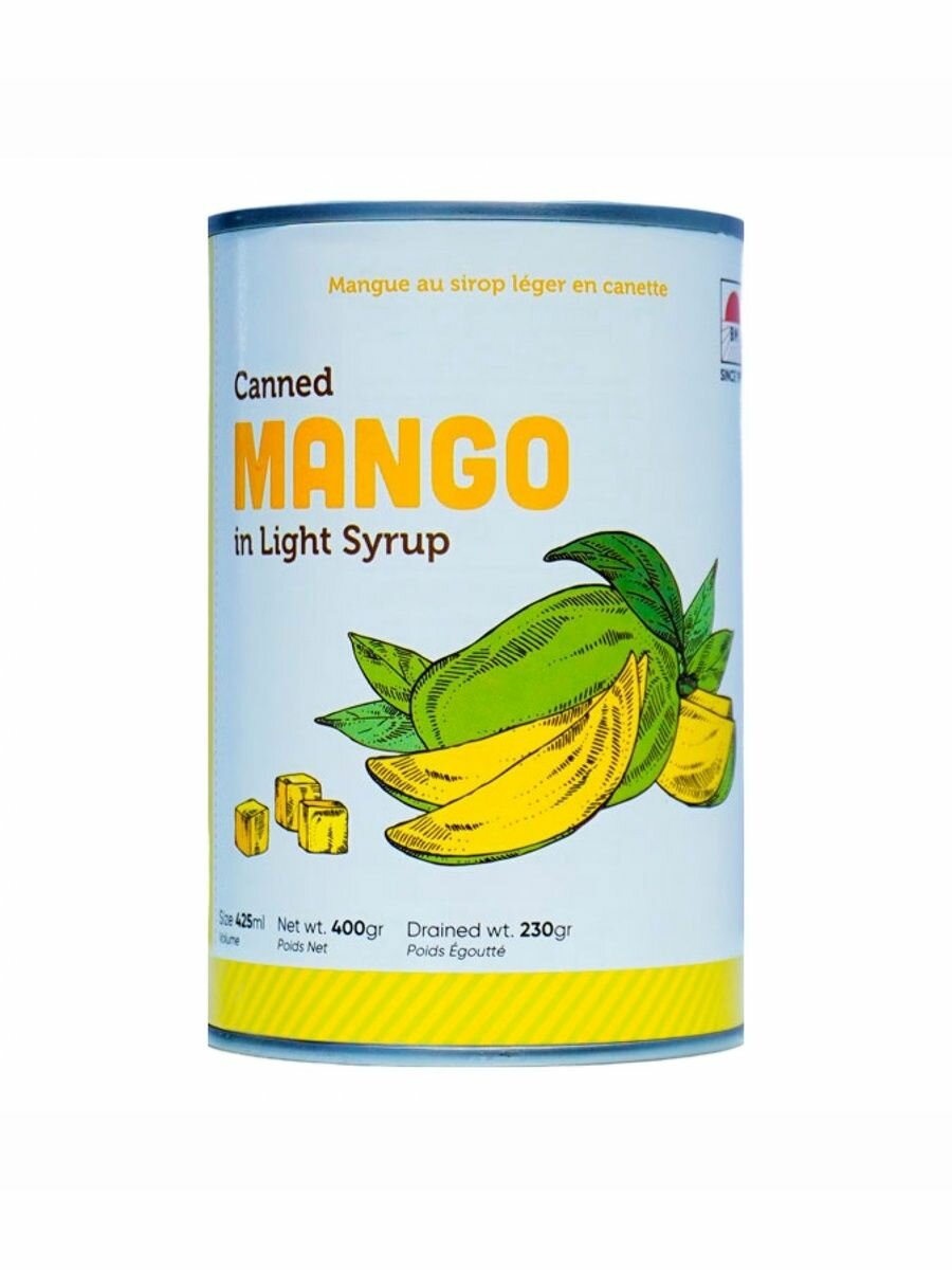 Ломтики манго BAN MAI, в сиропе, в жестяной банке, с ключом, 425 г