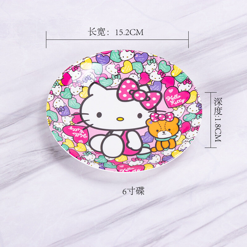 Столовая тарелка для семейного обеда Hello Kitty, милая миска, мультяшный детский набор посуды, миска для риса, тарелка для овощей.