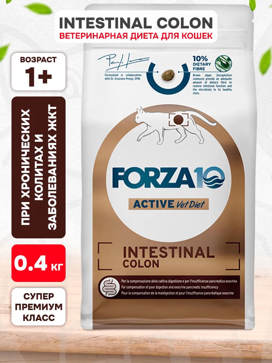 Корм сухой Forza10 Cat Active Vet Diet Intestinal Colon для взрослых кошек при заболеваниях ЖКТ, 0,4 кг
