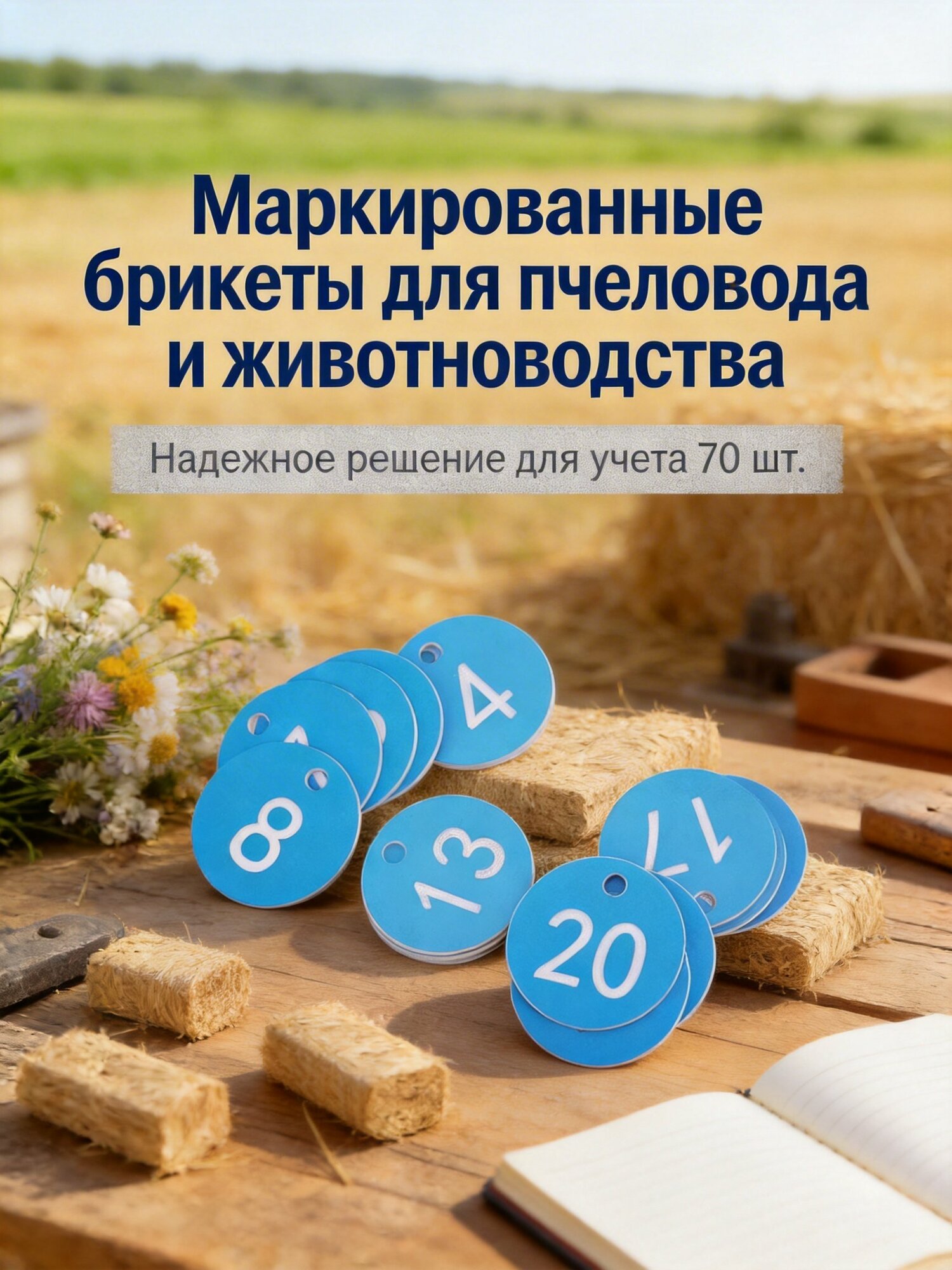 Набор маркировочных табличек 70 шт, бирки с отверстием для пчеловодства и животноводства для учёта ульев и скота