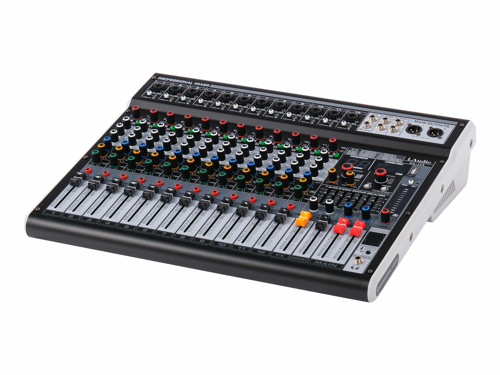 GL-12X Микшерный пульт, 12 каналов, серия PRO, Bluetooth и функция записи MP3 через USB, LAudio