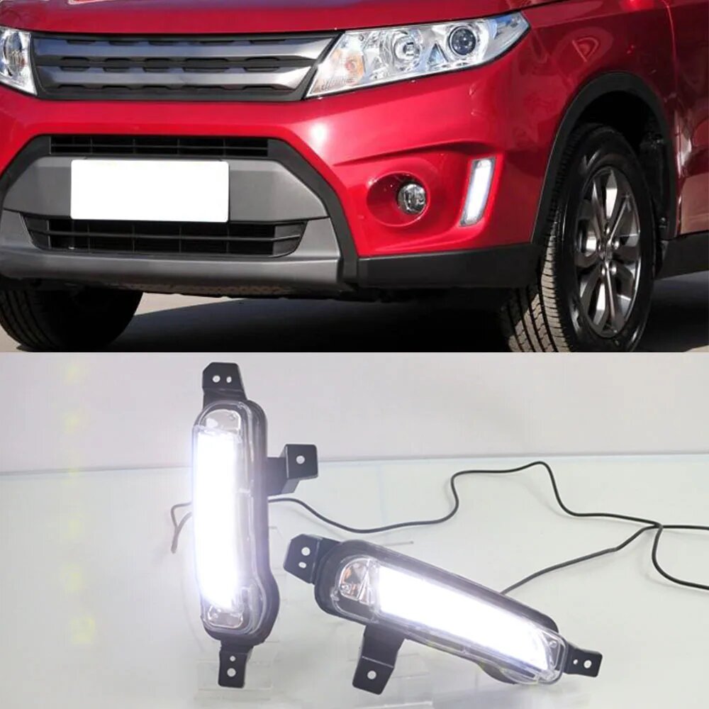 Светодиодные ДХО противотуманки для Suzuki Vitara 2015-2020, White and Yellow