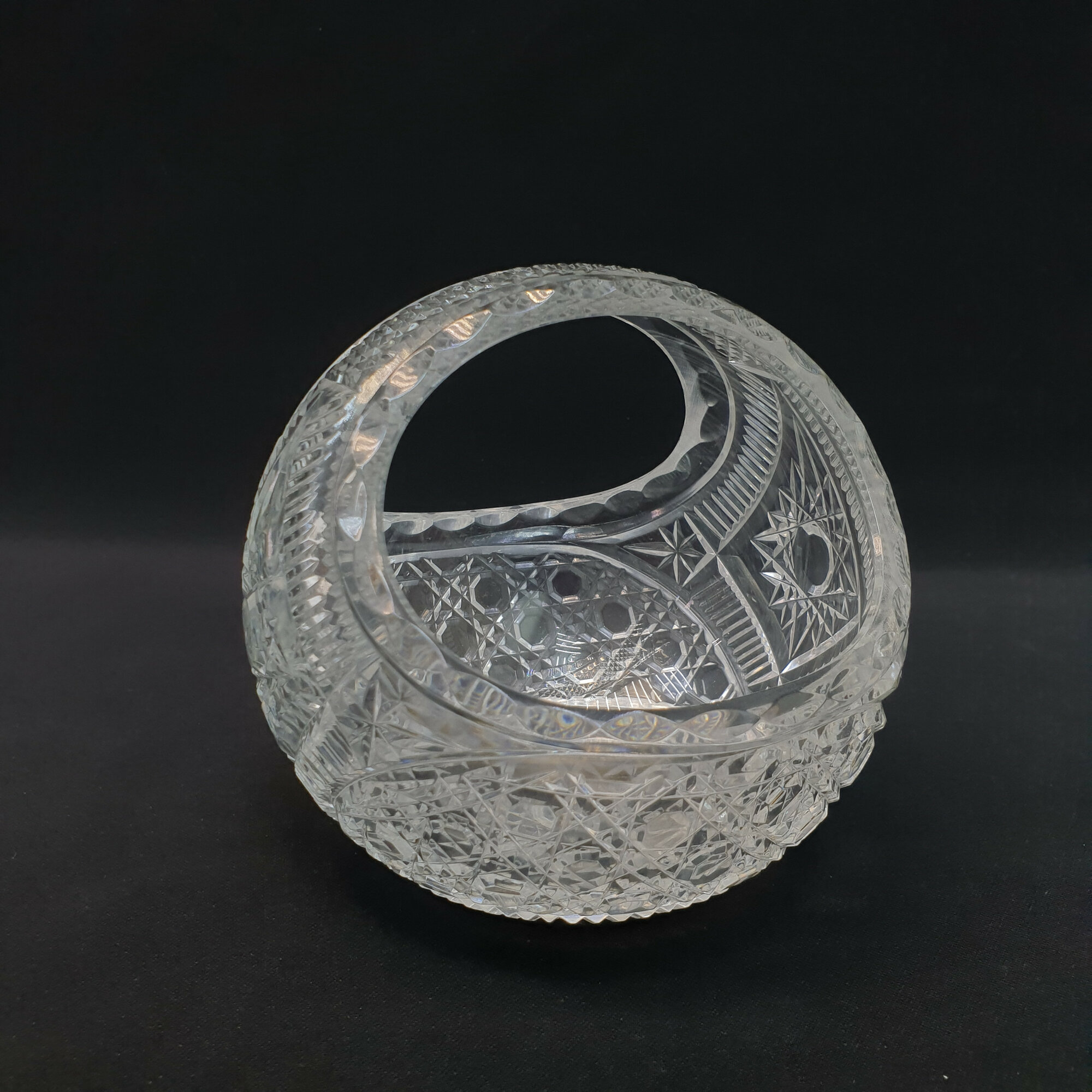 Винтажная ваза конфетница Дятьковский з-д, хрусталь 14 см, СССР