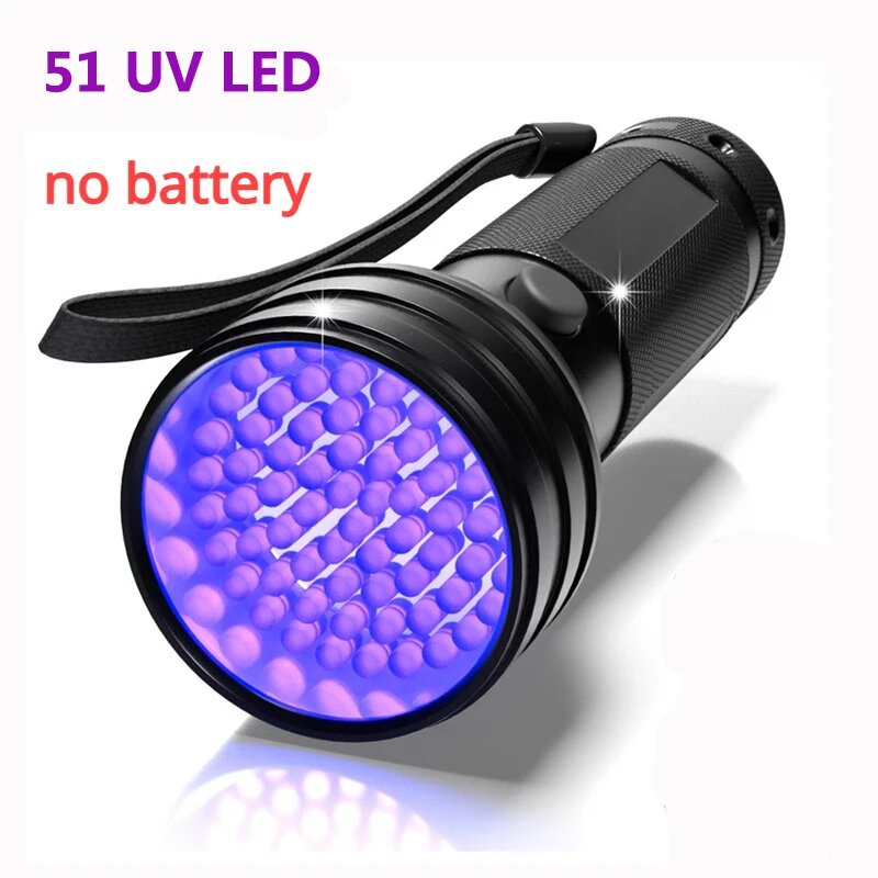 УФ-фонарь 51 LED, черный, 395нм