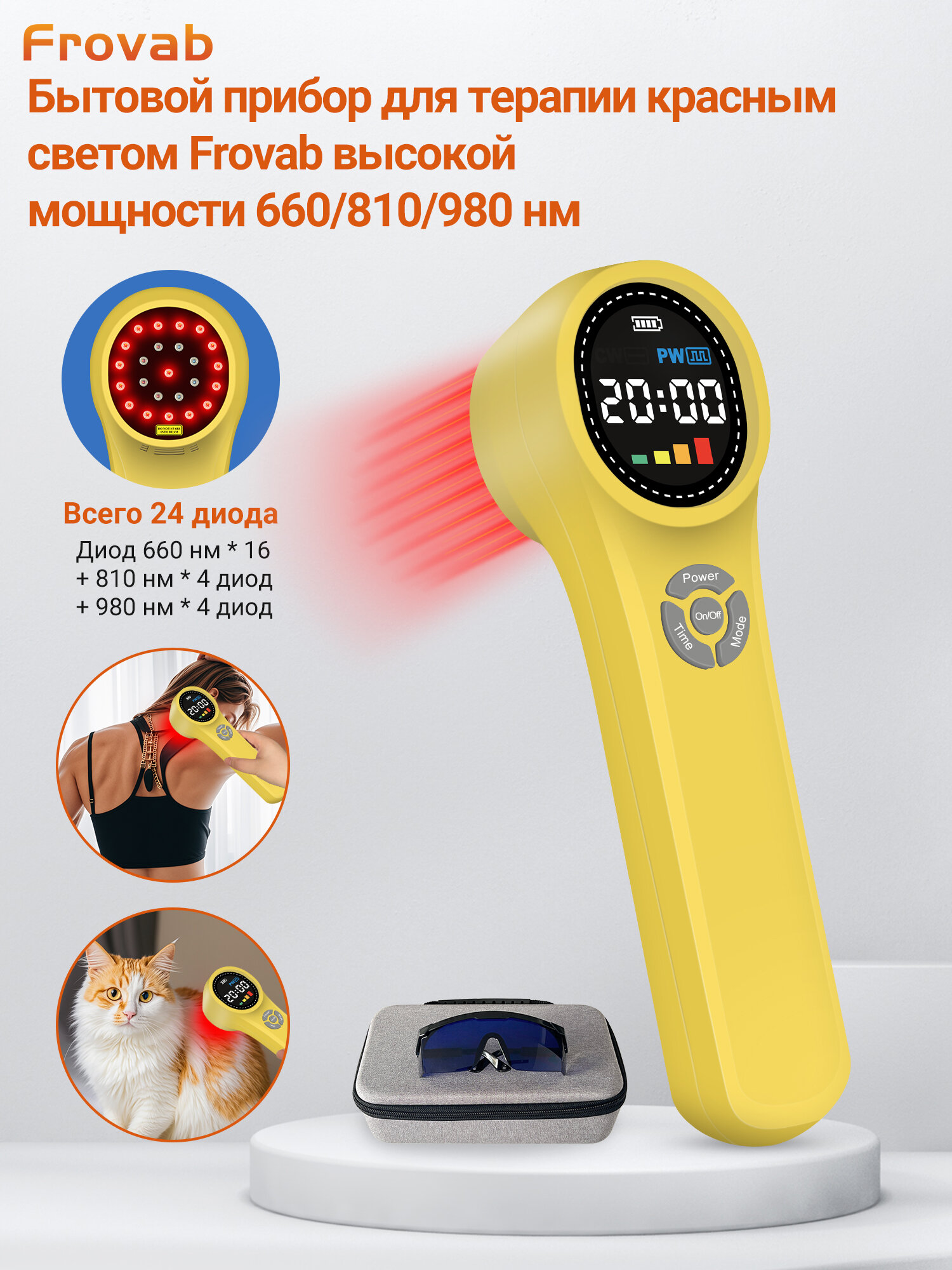 Портативный аппарат для красной светотерапии 1760 мВт, лазер для заживления ран и лечения артрита, ближний ИК-свет