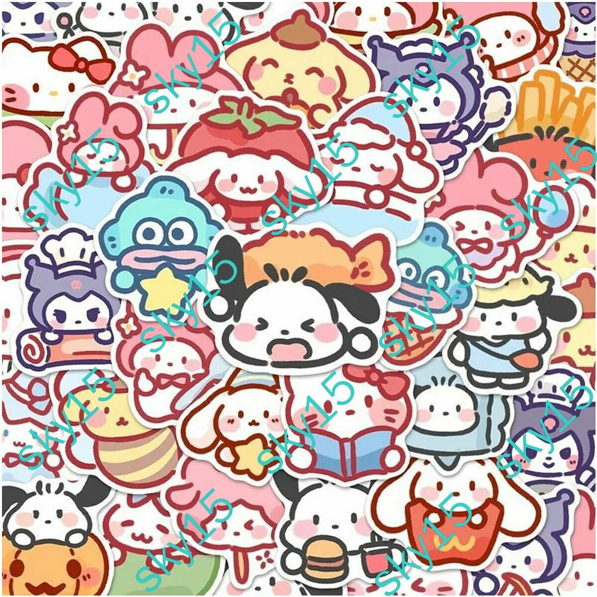 Набор стикеров Sanrio 100 шт. ПВХ, мультяшные наклейки для телефона, ноутбука, книг, багажа, украшений