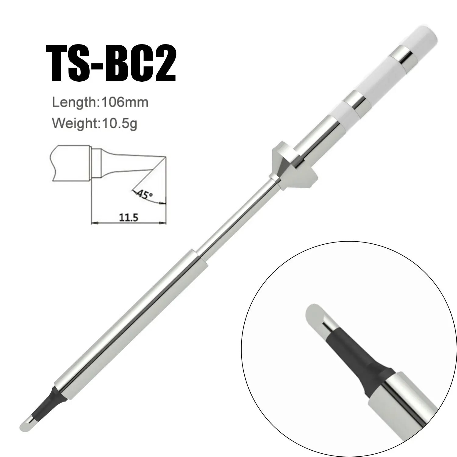 Наконечник Ansiki TS для паяльника Pinecil TS100/TS101 TS-BC2 Black Chrome