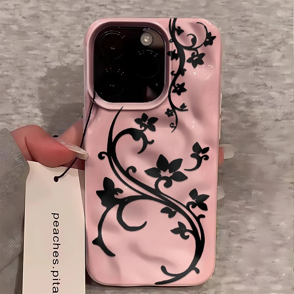 Чехол для телефона с рисунком цветов для iPhone 17 Air 16 15 14 Pink-WQCS560L, For iphone 16 ProMax