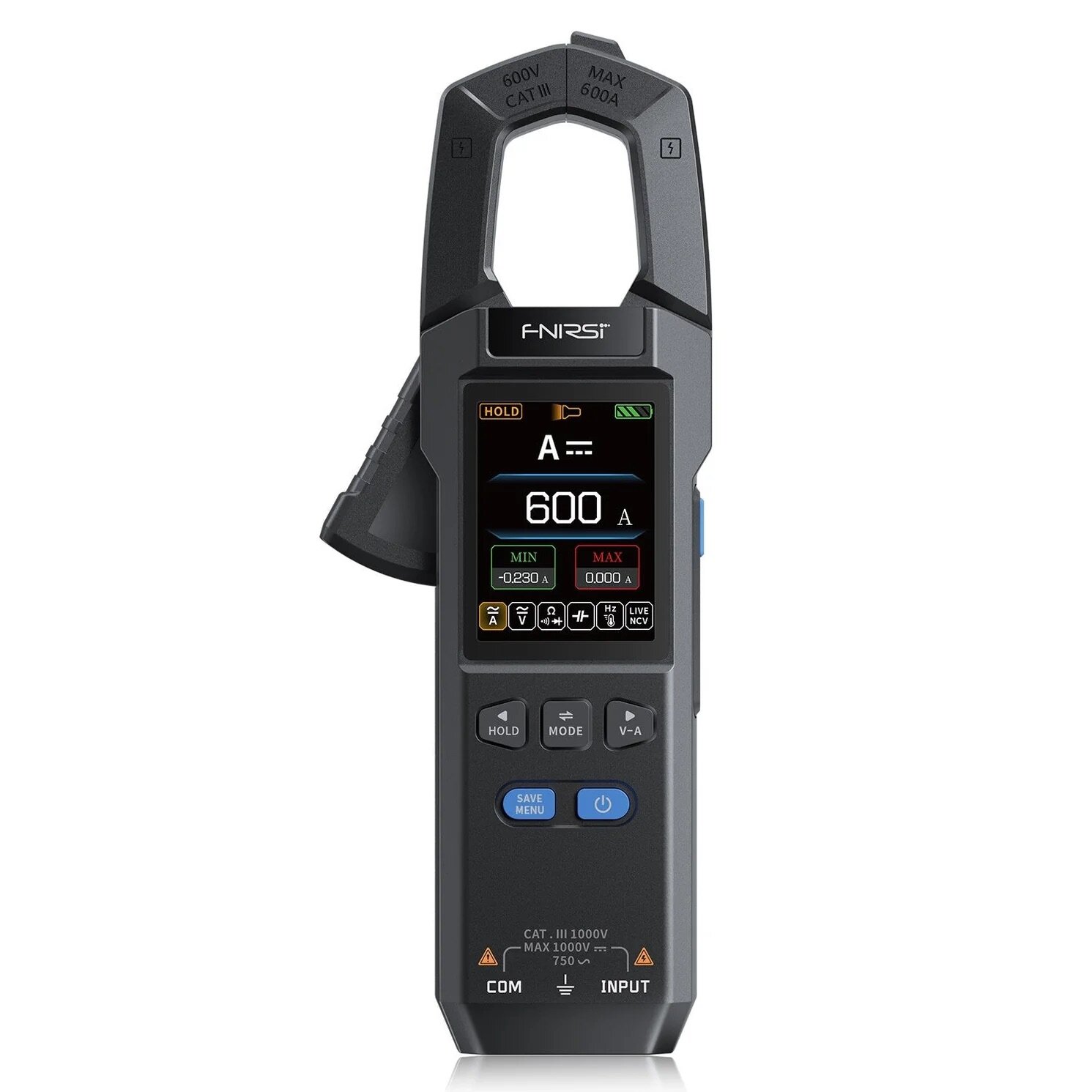 Мультиметр цифровой FNIRSI DMC-100, токовые клещи, True RMS, встроенный аккумулятор, NCV, 600А/600В