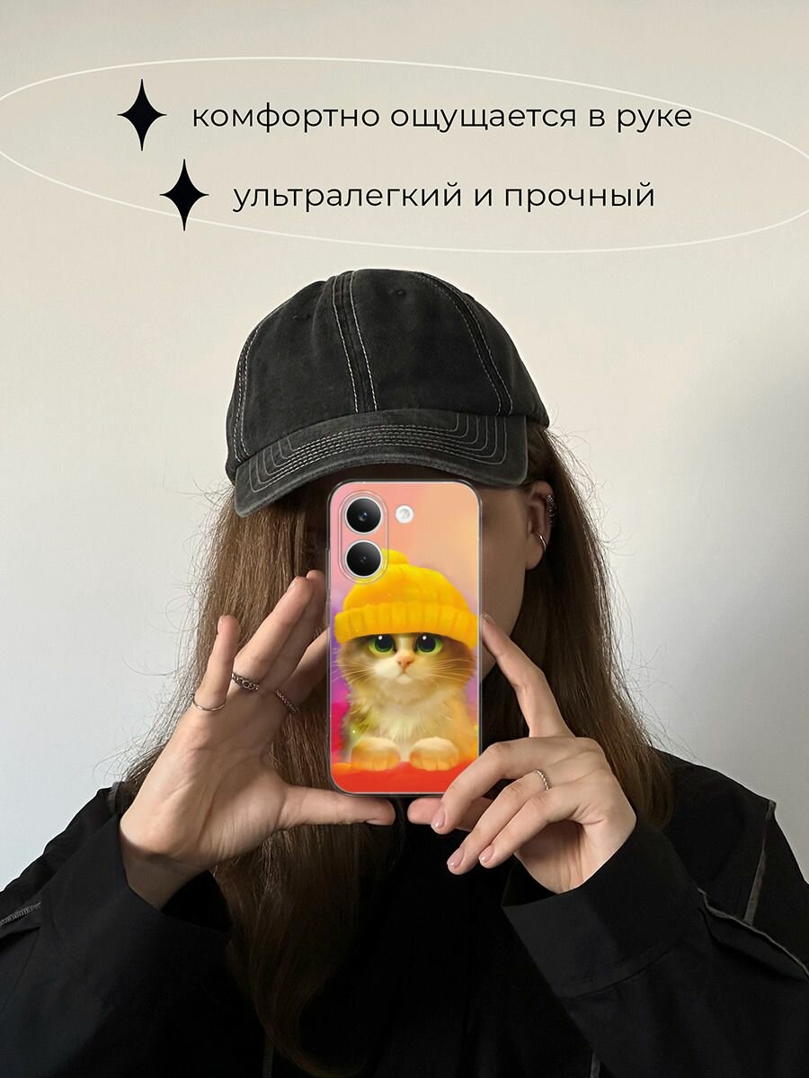 Чехол на Poco X8 Pro / Поко X8 Про с принтом Котенок в желтой шапке — фото 1