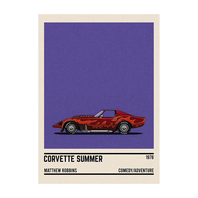 Постер Corvette Summer 1978, бордовый, 50x70см, без рамки