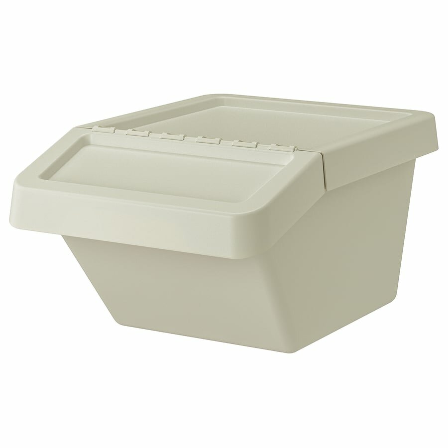 Корзина для сортировки с крышкой IKEA SORTERA, 37 л, цвет бежевый, 506.020.94