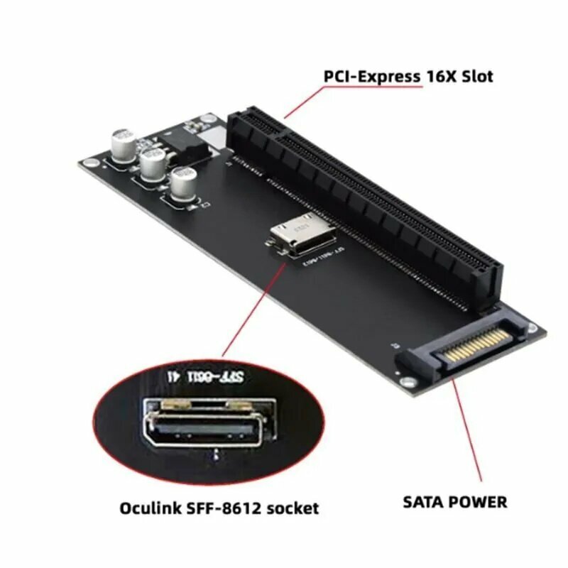 Адаптер PCIe-SFF-8611, Oculink SFF-8611-адаптер PCI-Express 16X 4X с портом питания совместим графики материнской платы