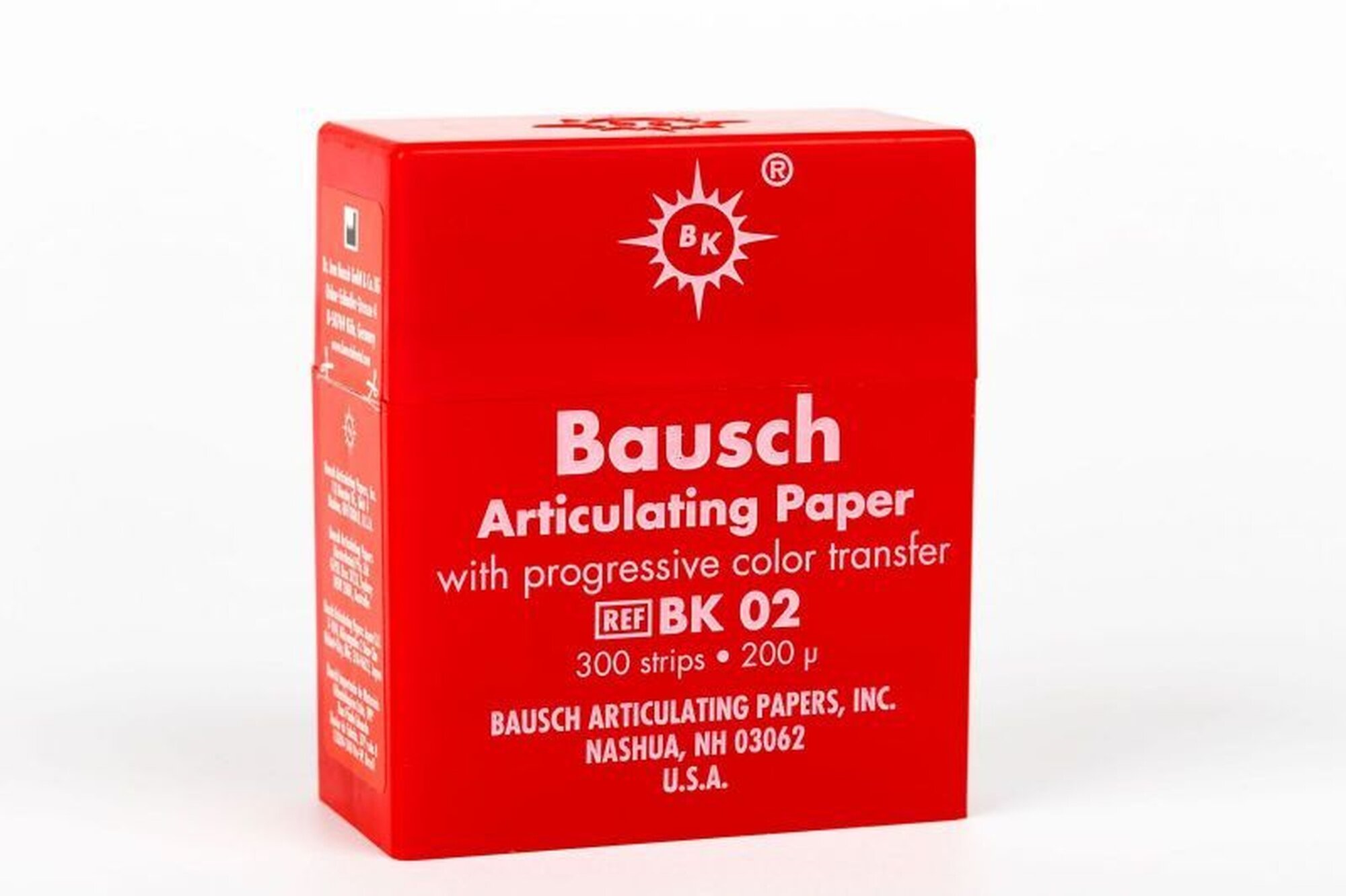 Бумага артикуляционная Bausch BK 02, прямая, красная, 200 мкм, 300 листов