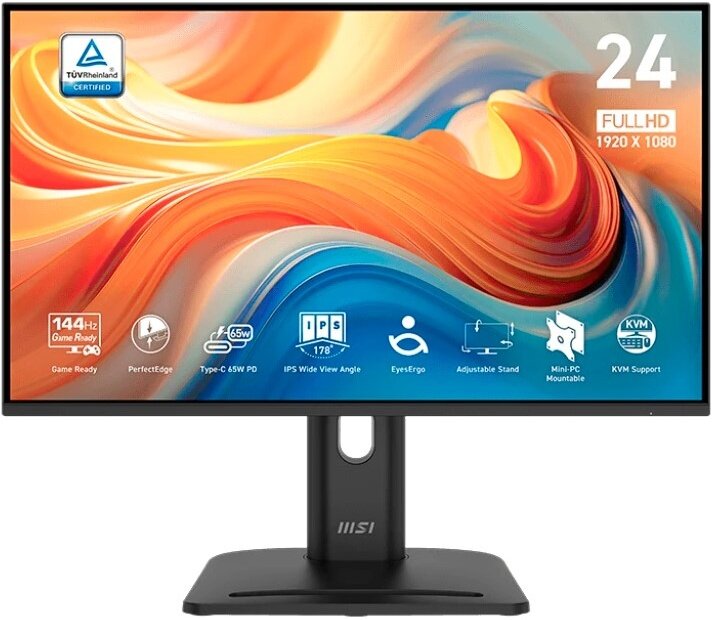 MSI Монитор 23.8 MSI PRO MP245PHG E14 9S6-3PE69M-014, 1920x1080, IPS, черный (HDMI, DP, Type-C, MM, USB Hub)