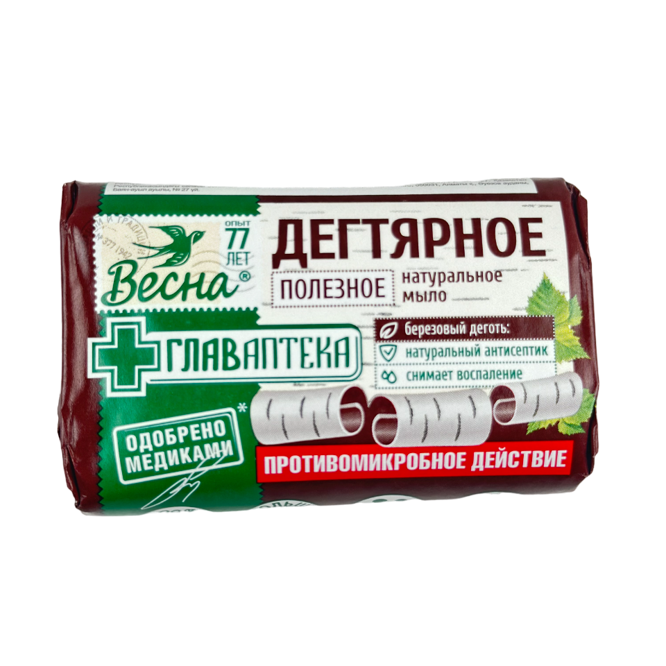 Мыло твердое кусковое Весна Дегтярное, 90г