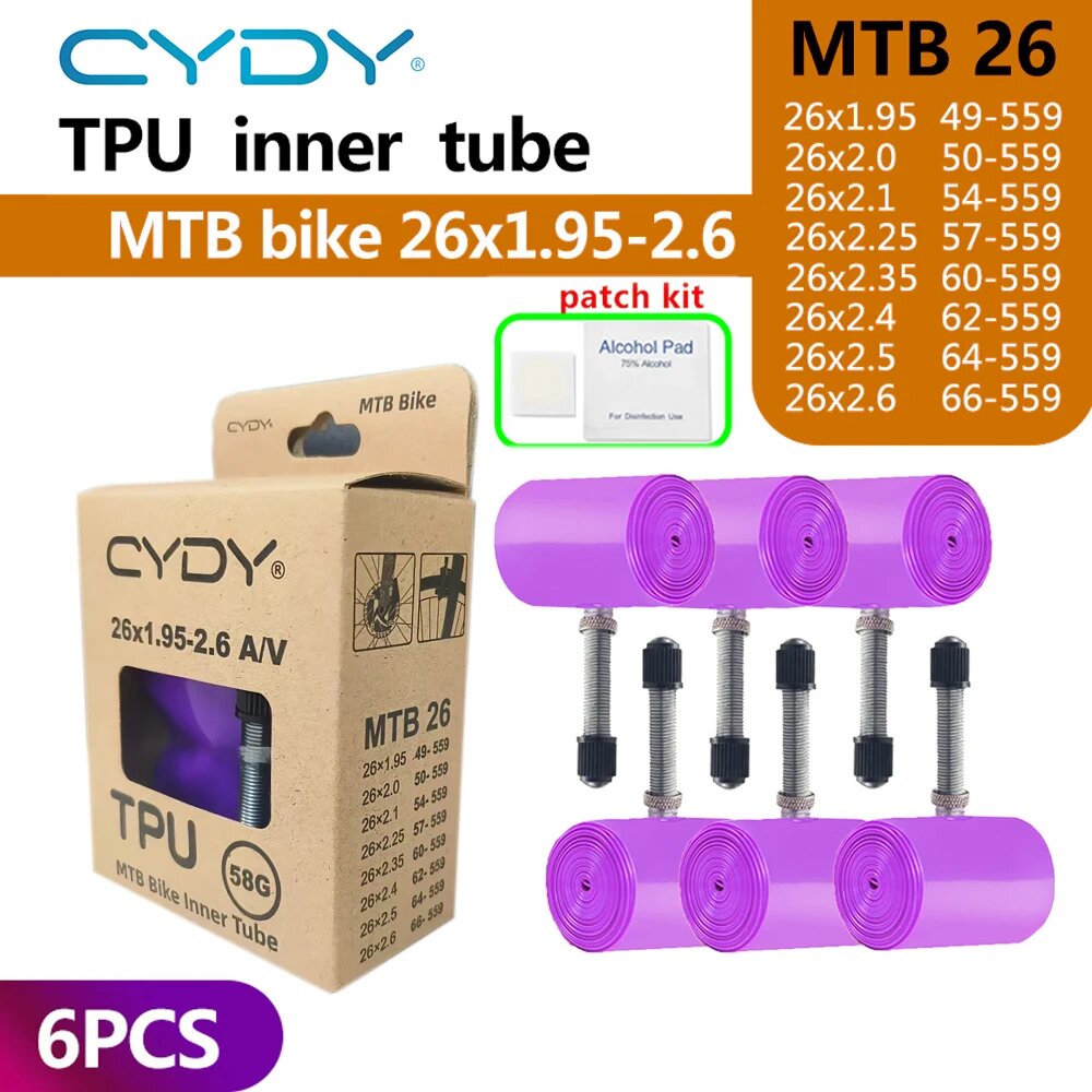CYDY MTB камера велосипедная 26x1.95-2.6, 6шт