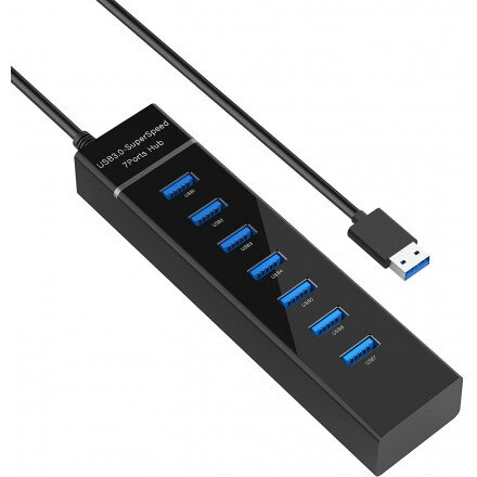 USB3.0 хаб 7 портов с блоком питания KS-569A, регулируемый, для подключения устройств