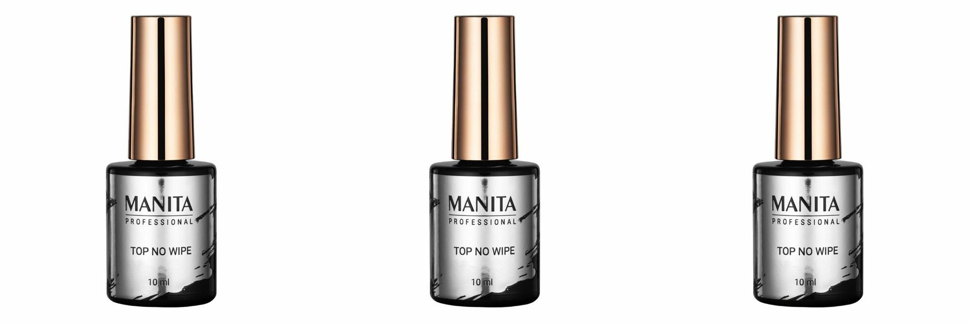 Manita, Топ для гель-лака без липкого слоя No Wipe, 10 мл, 3 шт