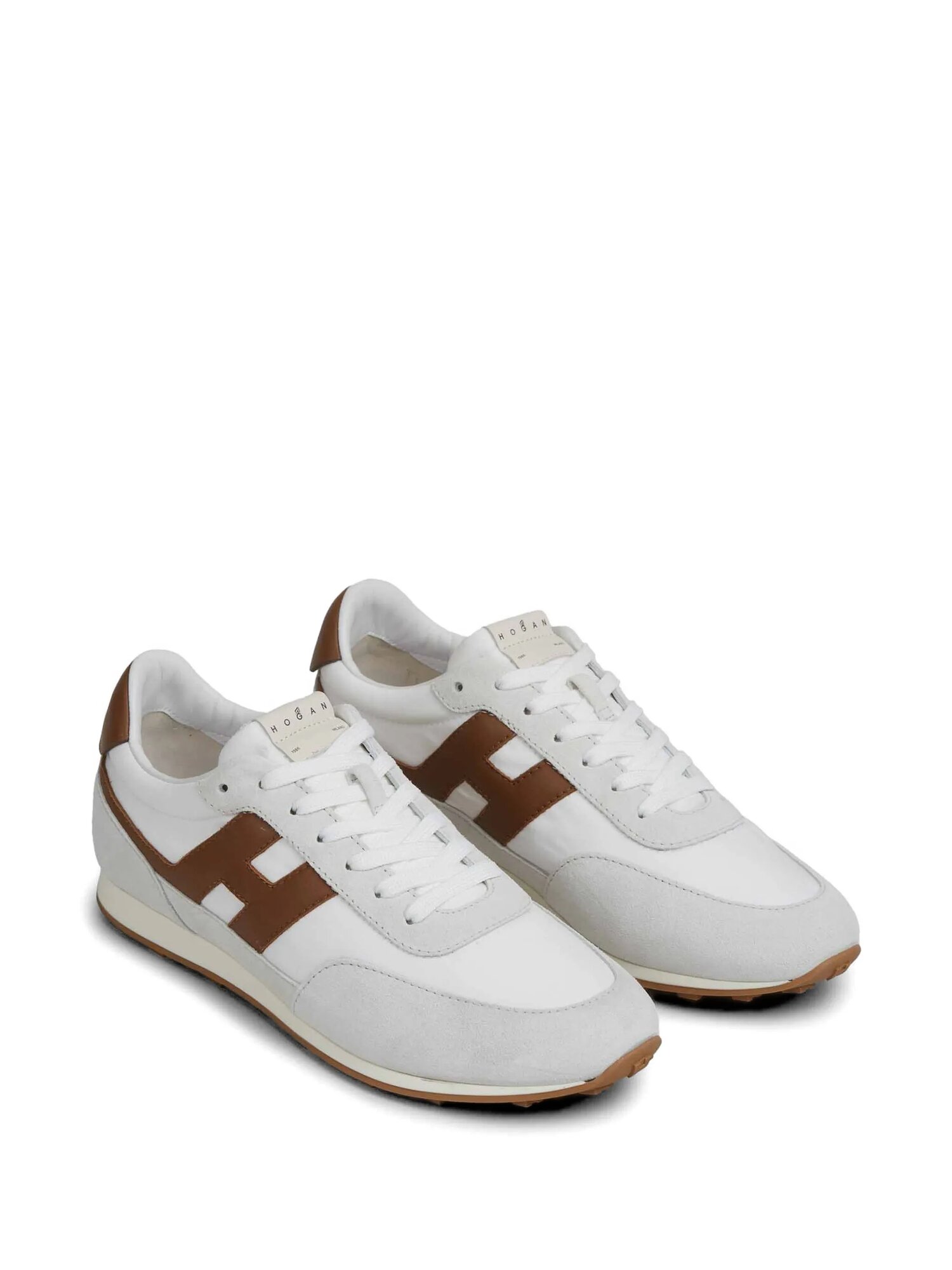 Кроссовки Hogan Logo-patch suede-panel sneakers, размер 6,5 UK, white — фото 1