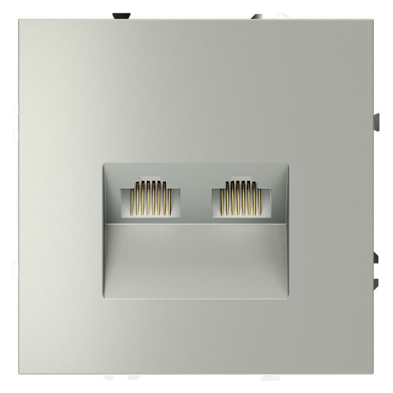 Розетка компьютерная 2-м СП S70 RJ45 + RJ45 кат.6 механизм сталь Voltum VLS060205