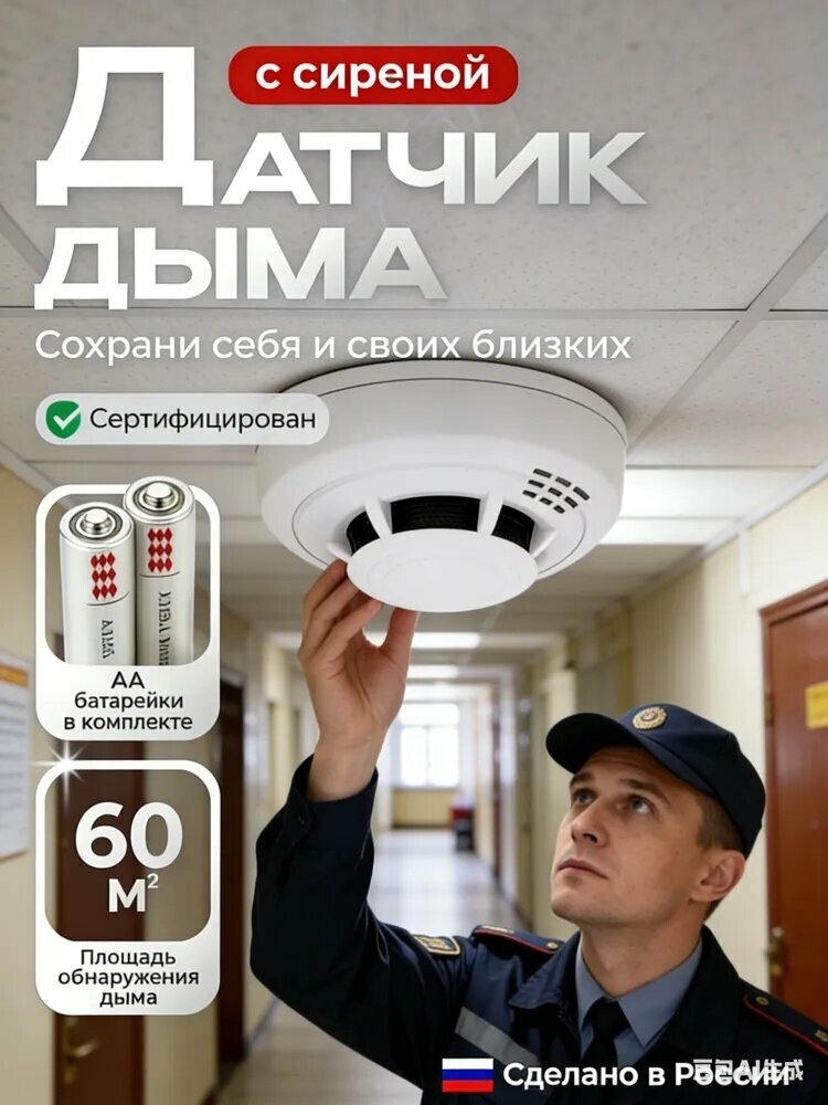 Датчик дыма извещатель пожарный автономный
