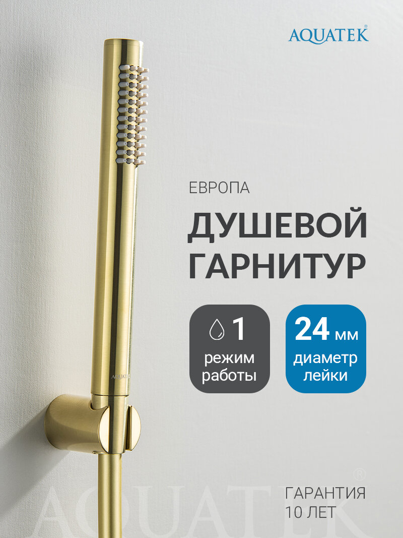 Душевой набор Aquatek Европа AQ2034BG шлифованное золото нержавеющая сталь/латунь