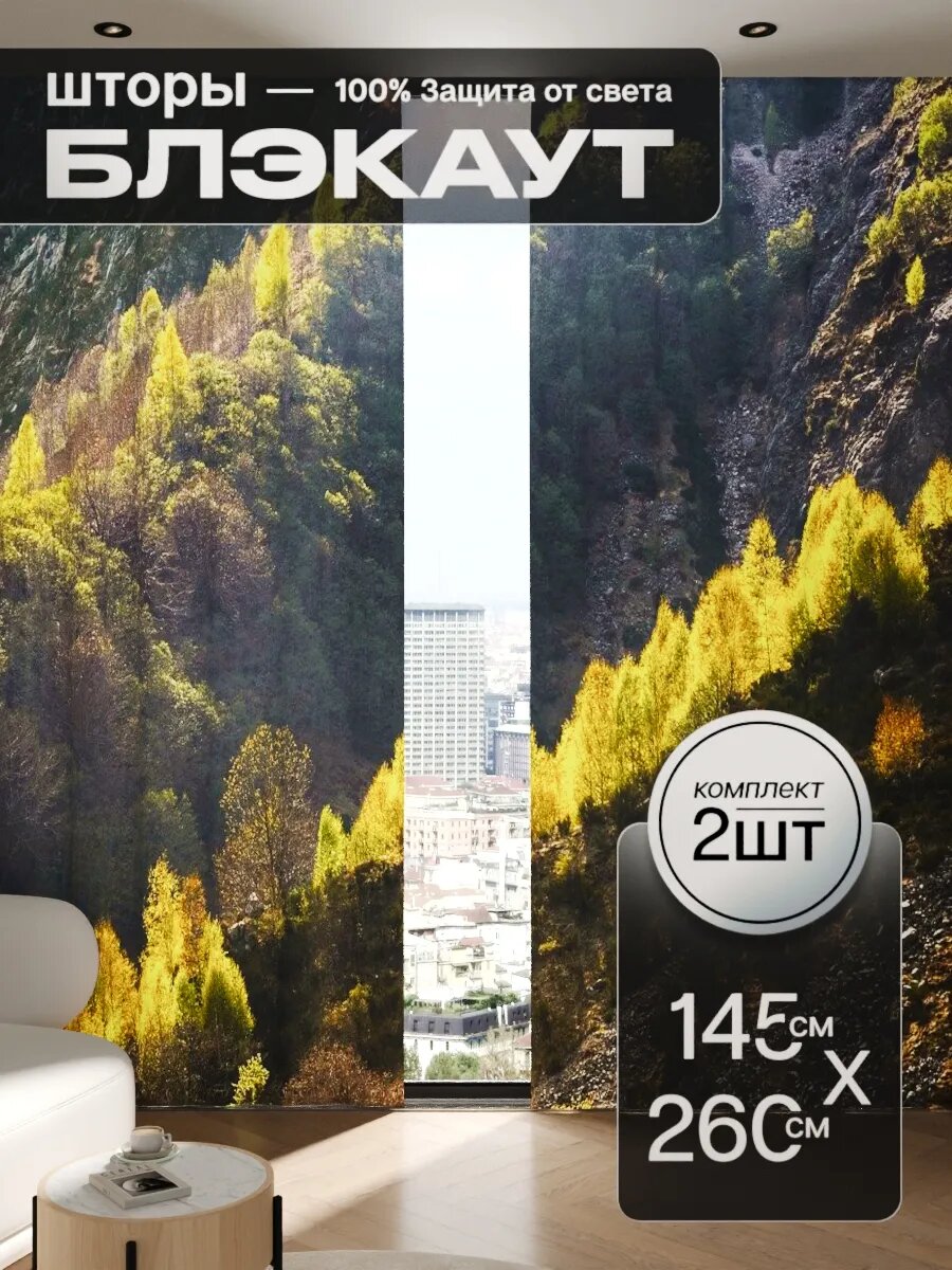 Шторы блэкаут 145x260 см 2 шт на окна плотные комплект